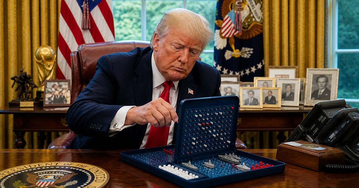 Confused Trump shouting out “D5!” to sink Iranian ships – NewsThump