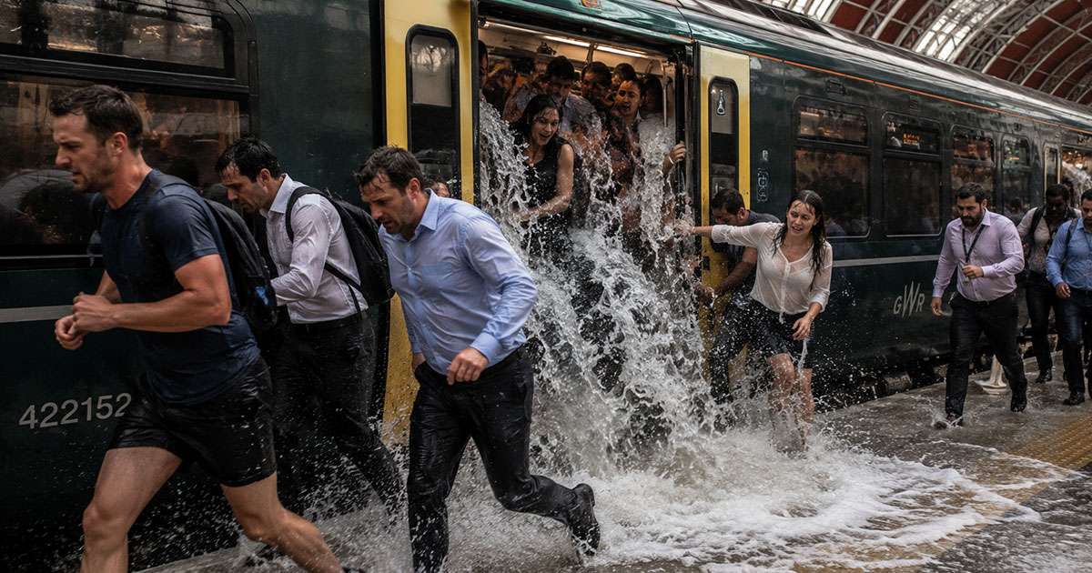 Sweat gushes from train doors like elevator scene in The Shining ...